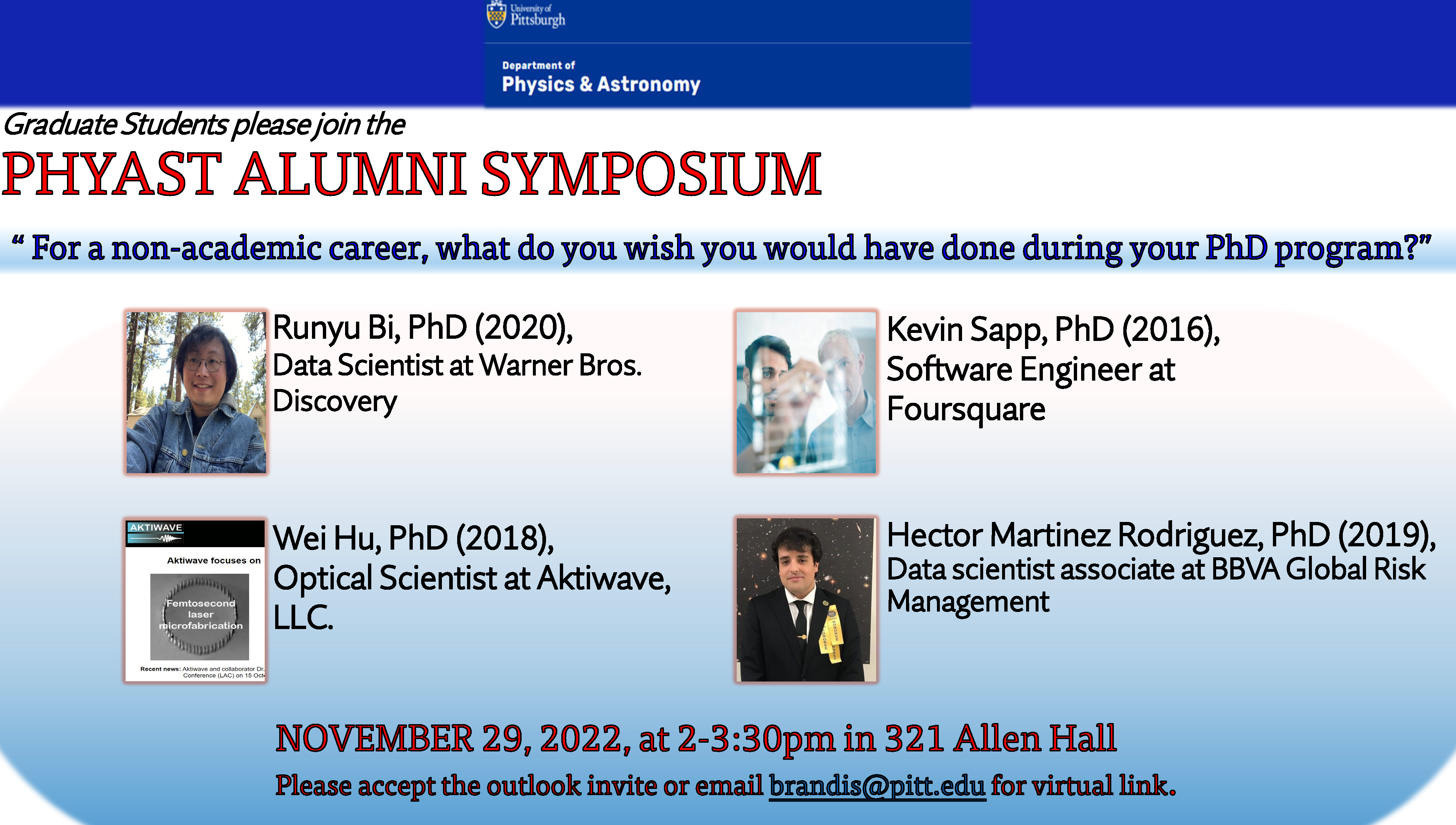 PHYAST ALUMNI SYMPOSIUM | Physics & Astronomy | University of Pittsburgh